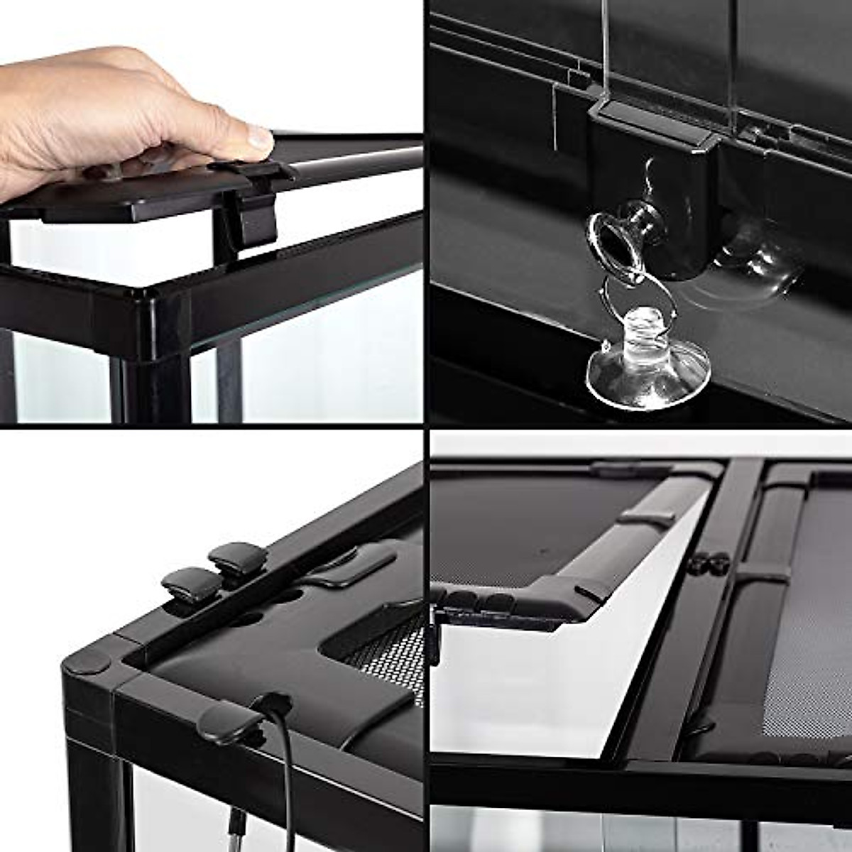 REPTI ZOO 85 Gallon Reptile Glass Terrarium, 48" x 24" x 18" Double Hinge Door with Screen Ventilation Reptile Terrarium (Knock-Down)