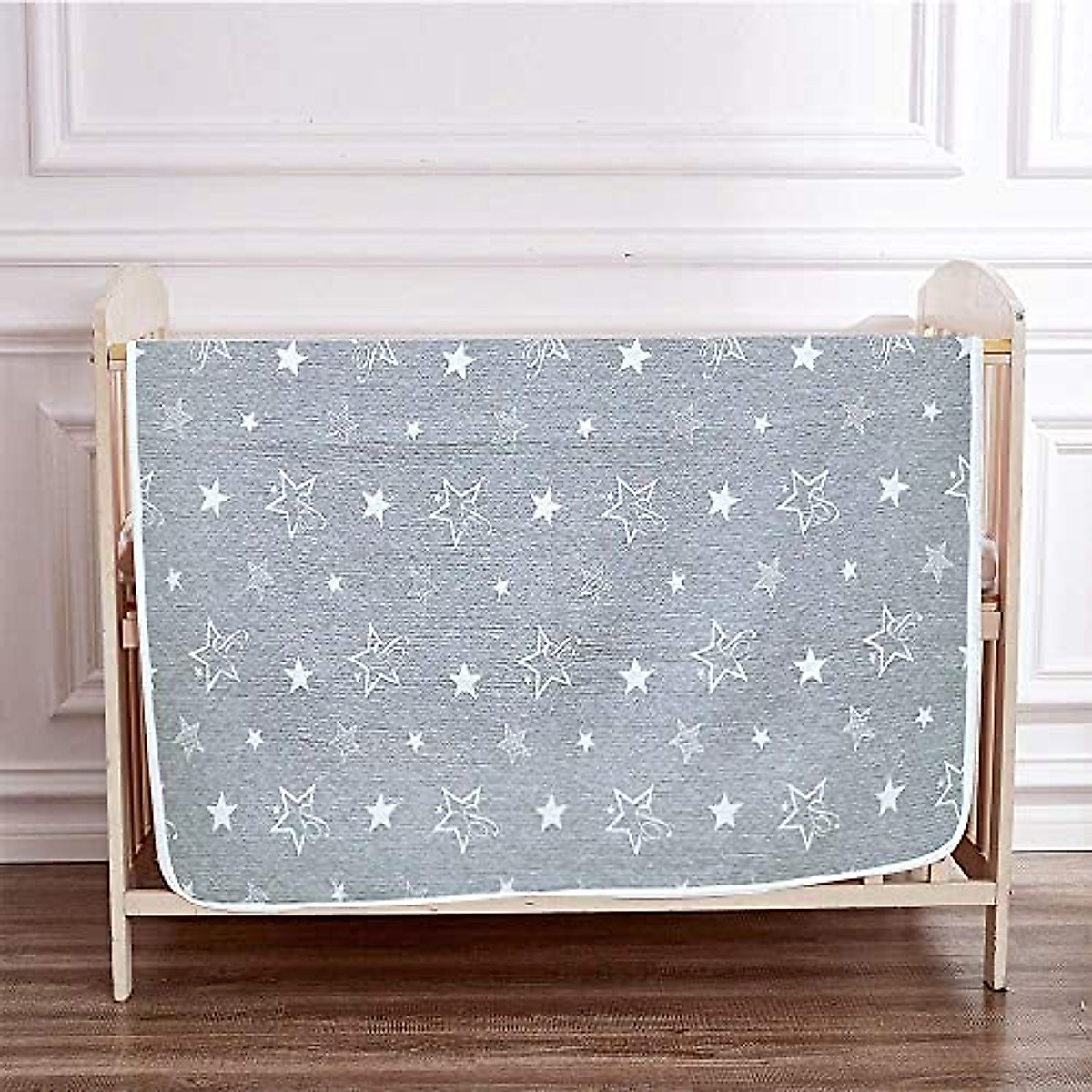 Organic Cotton Toddler Blanket, Breathable and Warm Crib Bed Baby Blanket, Super Soft and Light Weight Quilted Blanket for Boys and Girls, 39x47 Inches, Grey Starry