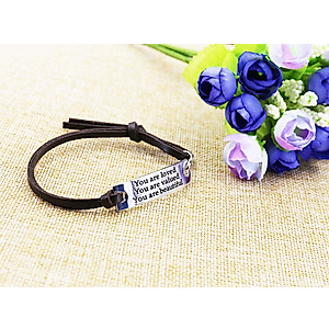 Inspirational Gifts For Women Saying stamped "You are loved You are valued You are beautiful" leather inspirational bracelet,Gift for Mother Daughter,Teens,,Christmas Gift,Birthday Present.