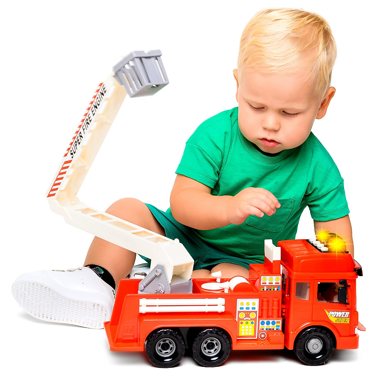 CifToys Fire Truck Toy for 3 Year Old Boys, Girls, Big Firetruck Toys for Kids 3-8, Fire Engine Gift for Ages 3,4,5,6,7,8, Rescue Car,Extending Ladder