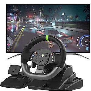 DOYO Xbox 360 Game Racing Wheels,PC Steering Wheel Plug and Play Gaming Driving Volante 180° USB with Pedals Shifter Bundle for XBOX 360 / Windows PC / PS3 /Nintendo switch/Android