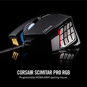 Corsair Scimitar Pro RGB - MMO Gaming Mouse - 16,000 DPI Optical Sensor - 12 Programmable Side Buttons - Black (Renewed)