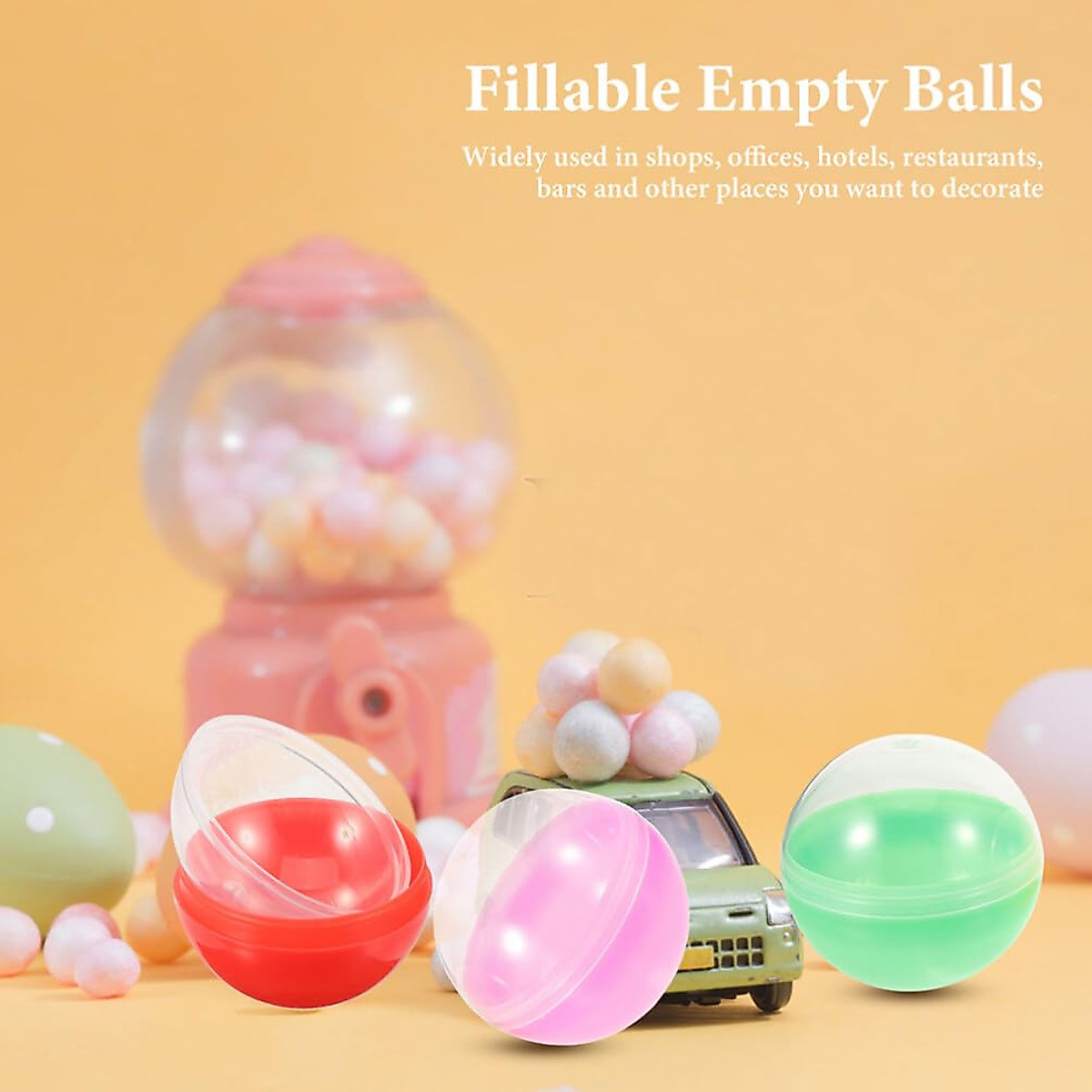 GANAZONO Small Round Capsules 60pcs 45mm Vending Machine Capsules Empty Round Colored Capsules Gumball Machines Small Containers for Christmas Prizes Party Favors