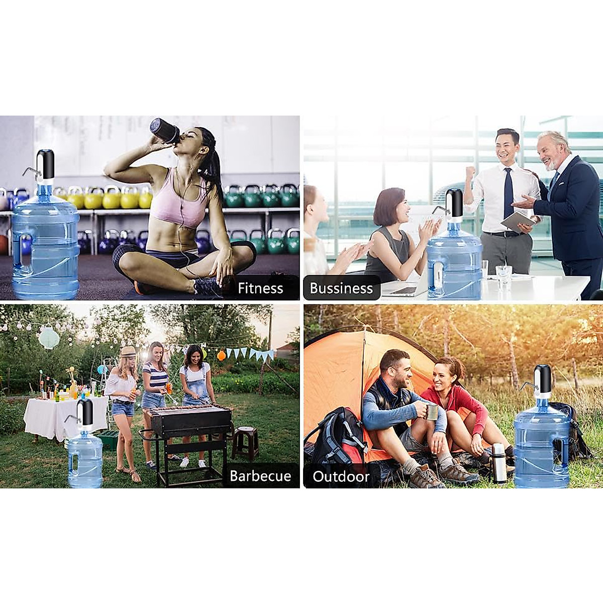 Vshinic Water Bottle Dispenser, Water Bottle Pump USB Charging Automatic Drinking Water Pump Water Jug Pump Electric Water Dispenser Water Bottle Switch for Universal 5 Gallon Bottle - Black