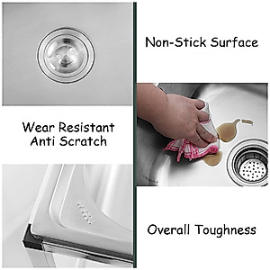 Commercial Restaurant Sink Set Free Standing Stainless-Steel Single Bowl w/Faucet,Utility Washing Hand Basin w/Storage Shelve, laundry tub for Indoor Outdoor L26.7"x H33.46"xW17.3"