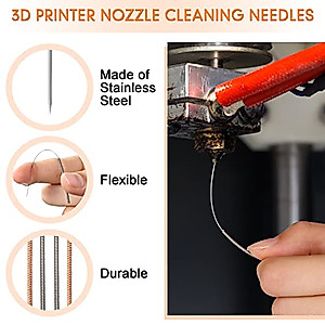 Leifide 50 Pieces 3D Printer Nozzle Cleaning Kit Includes 19 Pcs Stainless Steel Needles Cleaner Tools and 23 Pcs MK8 Nozzles Multiple Sizes Compatible with Makerbot Creality CR-10 Ender 3 5