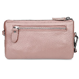 Uromee Wristlet Wallet Clutch Purses for Women Genuine Leather RFID Crossbody Bag Card Holder Detachable Shoulder Strap