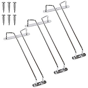 Junvaia 3 Pack Wine Glass Rack, Under Cabinet Wine Glass Holder, 10.6" Stemware Rack Hanging Wine Rack Anti-rust Chrome Plating Metal Organizer Glasses Storage for Bar Kitchen Wine Rack Under Cabinet