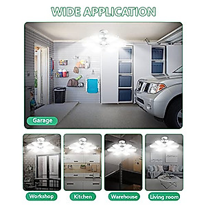 YIBEYYDS LED Garage Light 2 Pack, 185W 18500LM 6500K Garage Light led Garage Ceiling Lights with 6+1 Adjustable Panels Support E26/E27 for Garage, Barn, Workshop, Basement