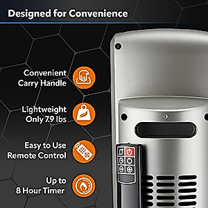 Lasko 29” Ceramic Tower Heater for Large Rooms, Whole Room Heating with Oscillation, Overheat Protection, Digital Display, Timer, Remote Control, 1500W, Black, 5586