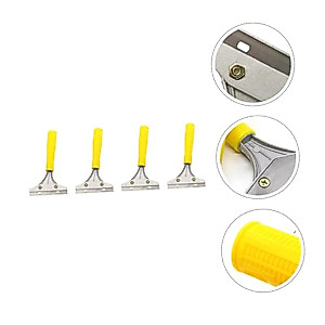 WHAMVOX 4pcs Cleaning Blade Stovetop Griddle Utility Scraper Floor Squeegee Floor Scraper Flooring Tools Paint Tools Tile Scraper Steel Griddle Scraper Tile Tools Yellow Aluminum Alloy