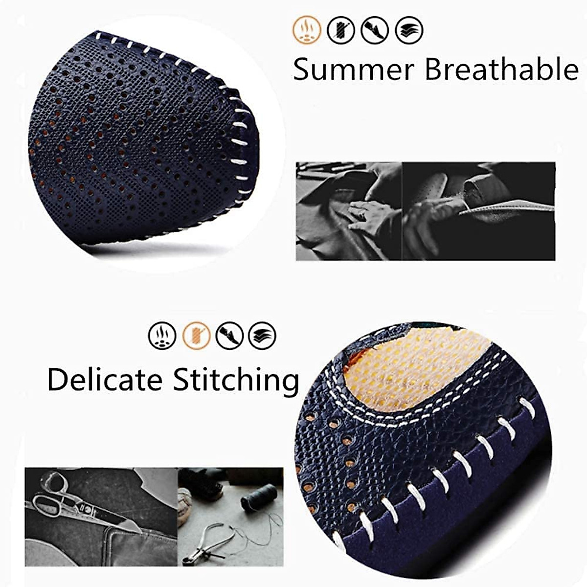 Asifn Mens Leather Driving Loafer Lightweight Slip-on Breathable Walking Boat Shoes Flat Slippers Outdoor Moccasin 9-9.5 Brown