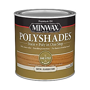 1/2 pt Minwax 21370 Classic Oak PolyShades Wood Stain and Polyurethane, Satin