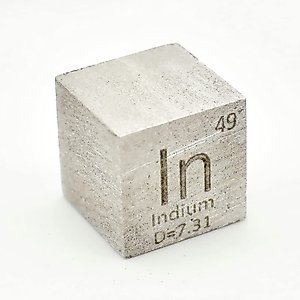 Metal Indium Cube 10mm 0.39 Inch in Block 99.99% Purity for Metal Collection Element