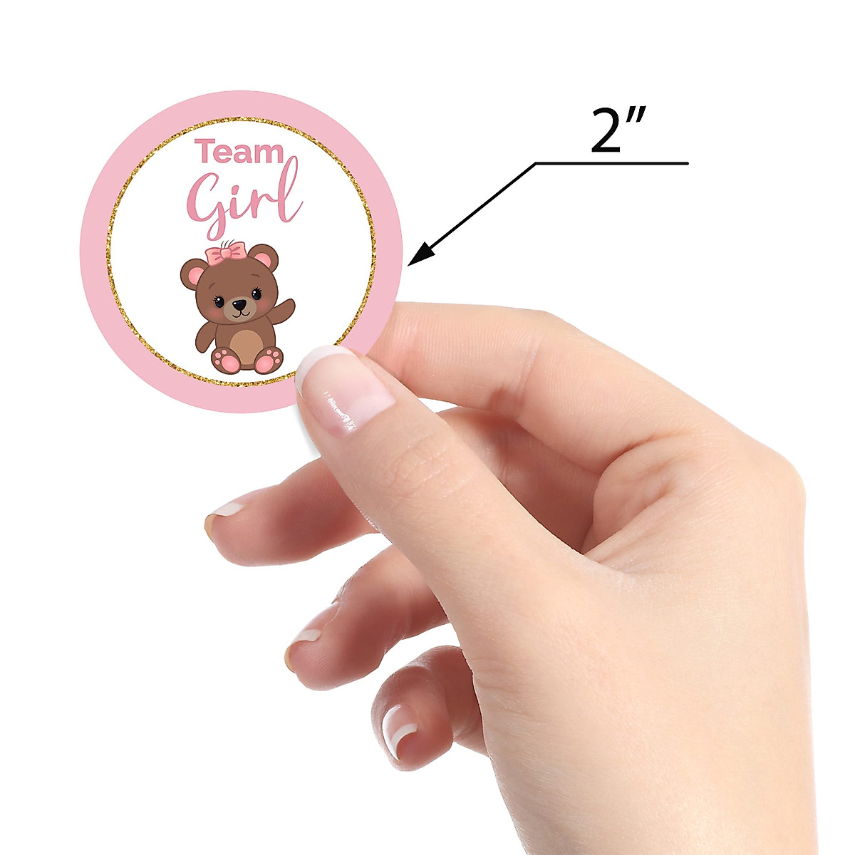 2 Inch (60 Pack) Teddy Bear Gender Reveal Stickers - Team Girl Boy Baby Shower Favors Labels Decorations Supplies