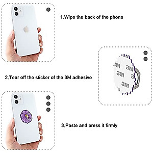 Bonoma 3 Pack Cell Phone Ring Holder, 360° Rotation Universal Stylish Finger Kickstand with Metal Phone Ring Grip for Smartphone (Flower)