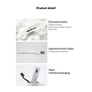 HippoCrate Charcoal Toothbrush with Soft Bristles, Dentist Approved (4 Counts)