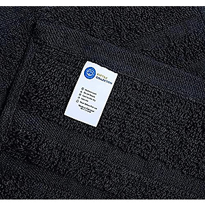 Corporate Hills CH 100% Ring Spun Cotton Salon Towel Pack of 24 Black 16" x 28" - Ultra Soft & Highly Absorbent Salon Towel Hotel & Spa Quality Hand Towels for Gym Salon Spa & Home Care (Black)