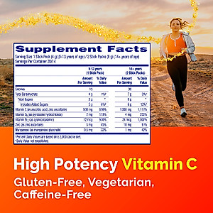 Emergen-C Crystals, On-The-Go Immune Support Supplement with Vitamin C, B Vitamins, Zinc and Manganese, Orange Vitality - 56 Stick Packs