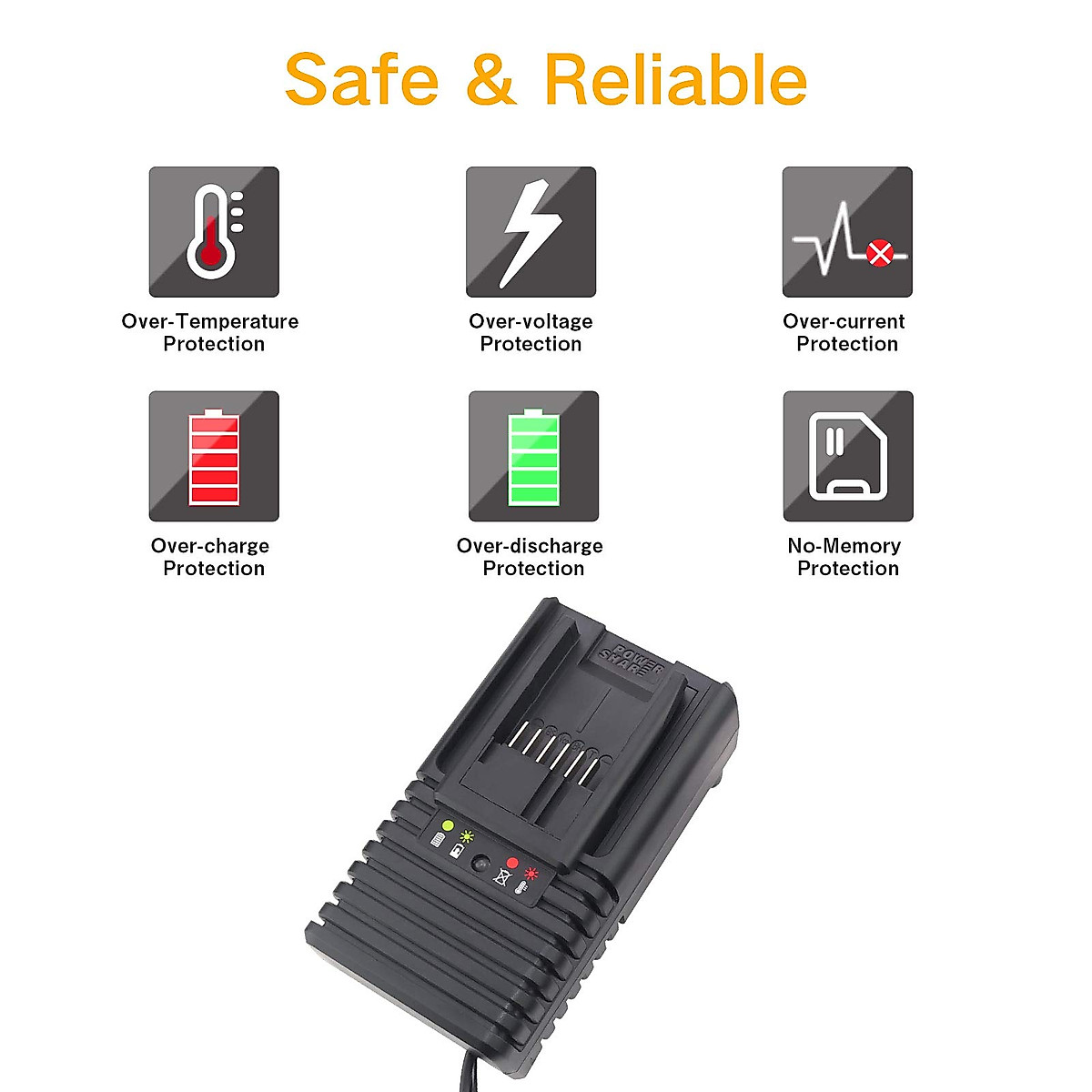 WA3868 18V/20V Quick Charger Compatible with Worx 20V Lithium Battery WA3525 WA3520 WA3578 WA3575 WA3512 Replacement for Worx WA3742 WA3732 WA3875 WA3847 WA3881 Charger