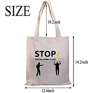 BDPWSS Music Lover Tote Bag Music Teacher Gift Stop You're Under a Rest Funny Music Theme Handbags (Under a rest TG)