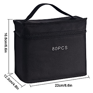 chfine Marker Case, Canvas Zippered Pen Bag Pencil Organizer for 80 Pcs Markers, Soft Stationary Storage Portable Large Capacity Organizer for School Students Teen Boys Girls, Black