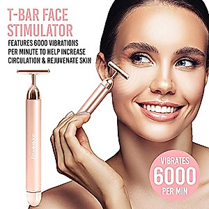 Brookstone 3-in-1 Rose Gold Facial Skin Care Set | Facial Skin Care Products Include Facial Cleansing Brush, T-Bar Face Massager and Facial Epilator | Perfect Gift