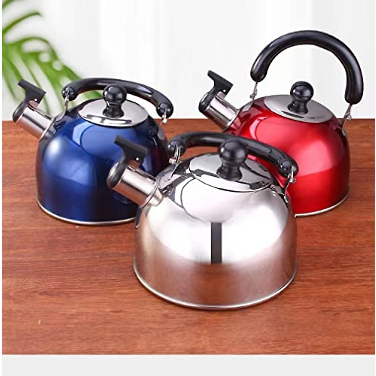 Whistling Tea Kettle Stainless Steel Whistling Teapot Water Kettle Boiling Kettle for Gas Stove Stovetop-red||2L