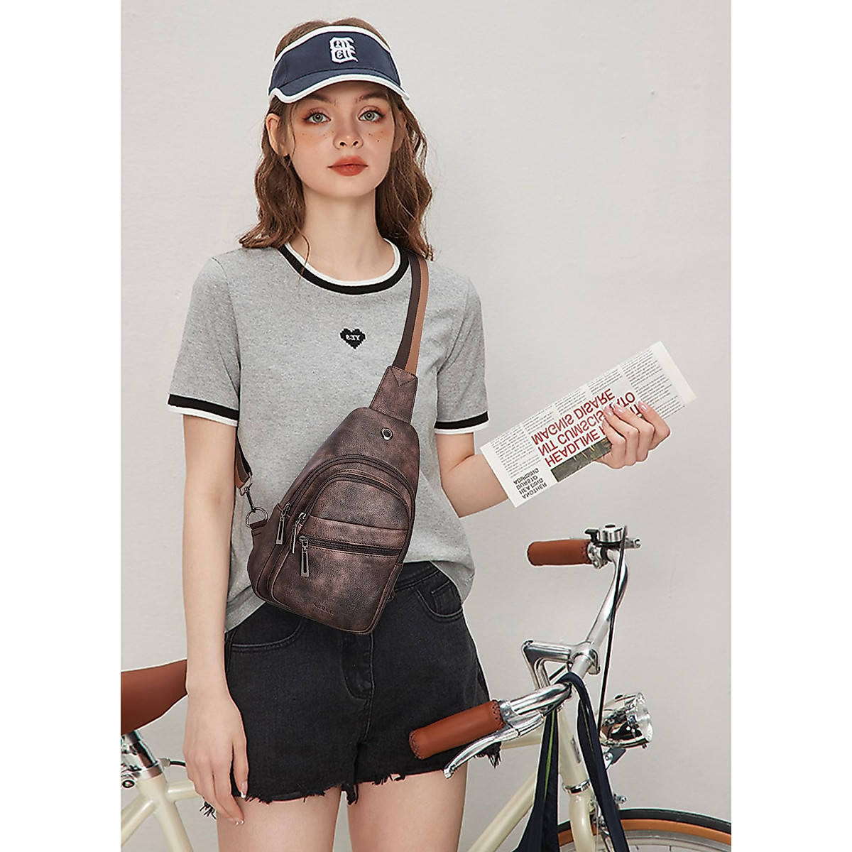 Shrrie Sling Bag for Women,Fanny Pack Crossbody Bags for Women, PU Leather Chest Bag for Women Waist Bag for Travel and Daily Use