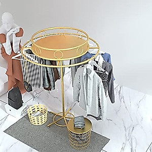 Rotatable Round Garment Rack, Adjustable Clothing Floor-Standing Display for Hanging Apparel and Placement of Accessories, Portable Metal Clothes Shelf for Retail and Boutiques