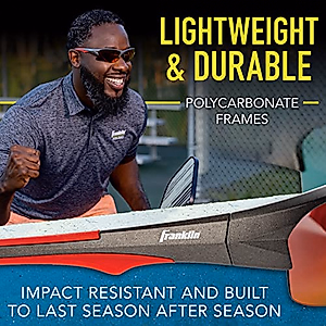Franklin Sports Pickleball Sunglasses - All Sport UV Glasses for Tennis, Pickleball, Cycling, Rowing + More - Athletic Shades with Headband + Carry Bag, Red