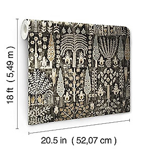 RoomMates RMK12371PL Persian Ikat Peel and Stick Wallpaper, Black, Taupe