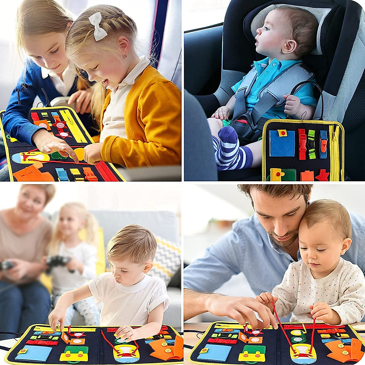 Busy Board Toys for Toddlers, Montessori Toys Gifts for 3-5 Year Old Boys & Girls, Preschool Toddler Activities Educational Travel Toy Learning Basic Dress Skills