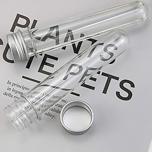 Oopsu 25 Pcs Test Tubes 40ml(140mm), High-Impact Clear Plastic Test Tubes with Screw Caps, Party Decoration, Drinks Deployment, Bath Salt Candy Tubes Plastic Vials