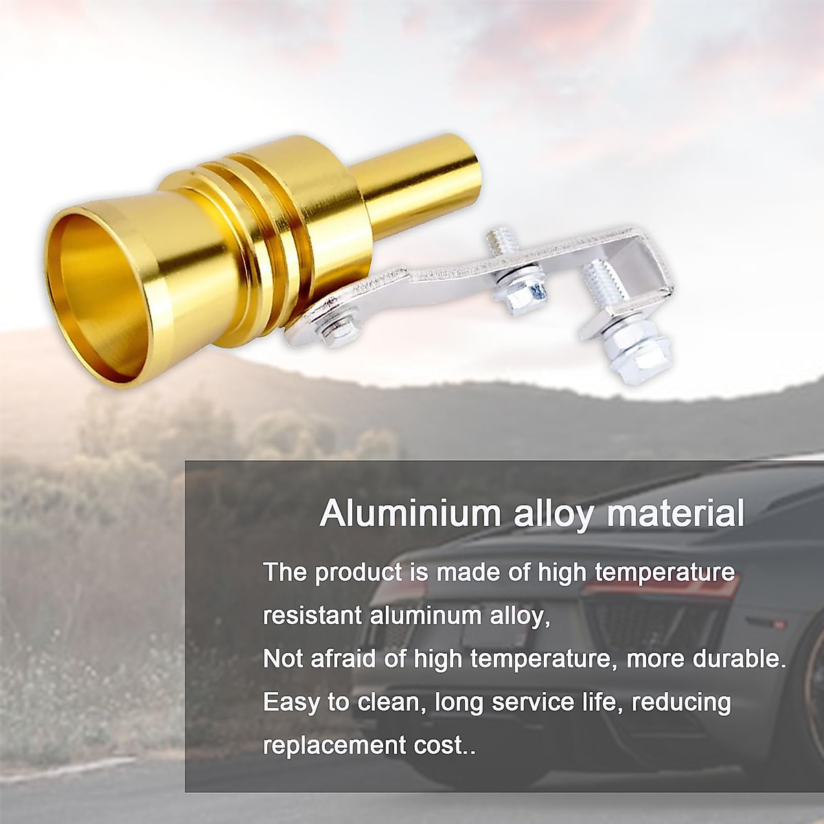 gunhunt 2 PCS Turbo Sound Whistle Simulator, 4.05" x 2.32" Car Roar Maker Tail Pipe Whistle, Universal Aluminum Turbo Sound Whistle Exhaust Muffler Sound Booster, Car Styling Accessories (Gold)