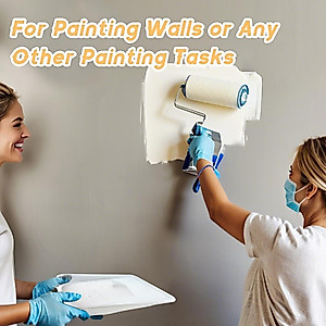 KINGORIGIN 1 Piece 9 Inch Metal Paint Tray with 10 Tray Liners, Paint Tray for Paint Roller, for Paint Brush, Paint Tray Liner Disposable for Home Wall Painting, DIY Painting Projects