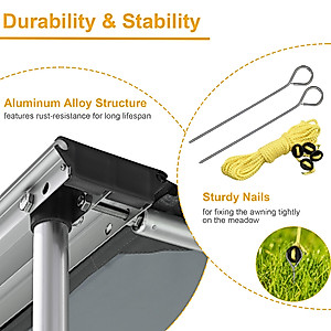 Yescom 8.2x8.2Ft Car Side Awning SUV Truck Vehicle Canopy UV50+ Rooftop Pull Out Tent Shade Shelter for Outdoor Camping