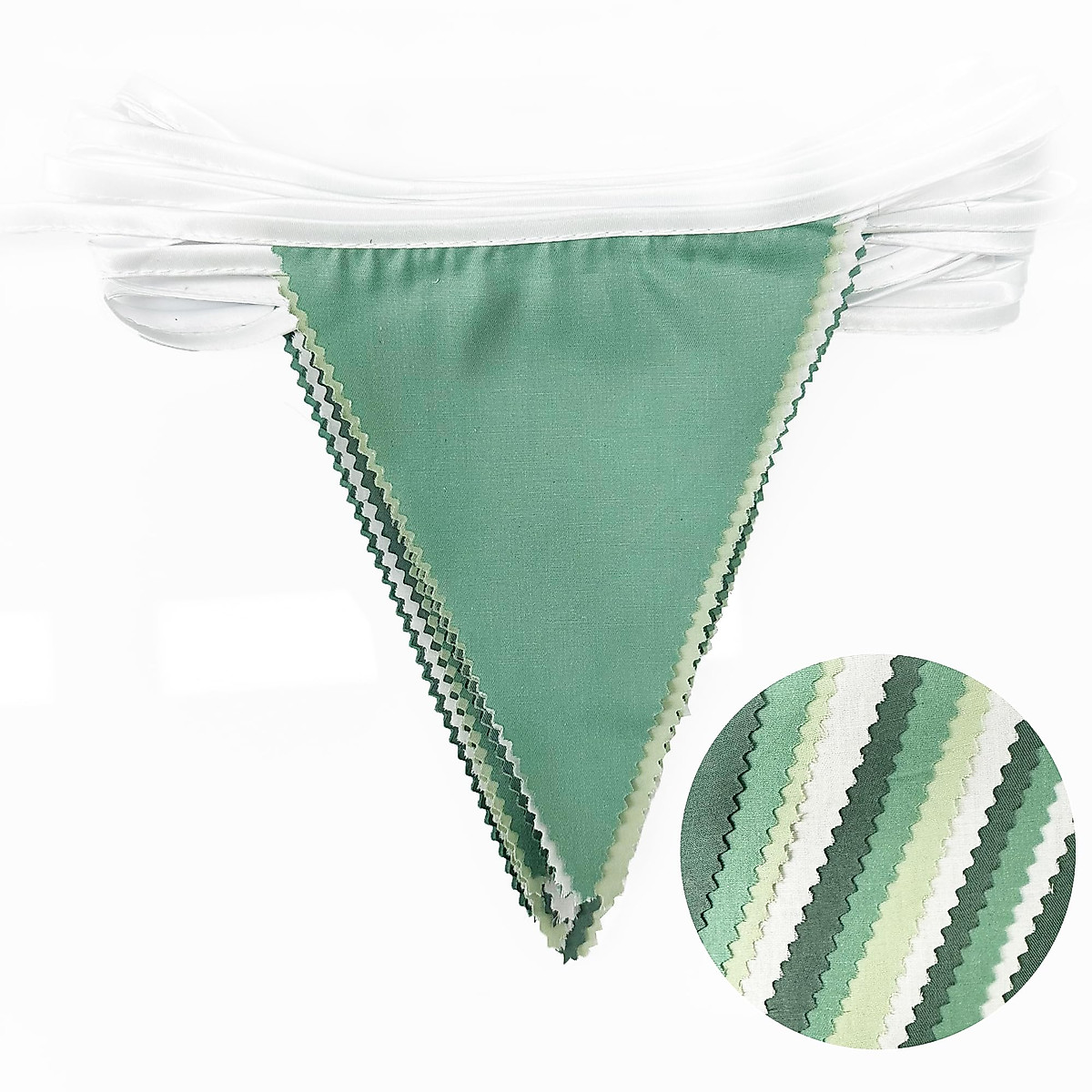 32Ft Sage Green Party Decorations Avocado Green Triangle Flag Fabric Banner Pennant Bunting Garland Streamers for Birthday Wedding Baby Shower Jungle Safari Summer Golf Christmas Outdoor Party Decor