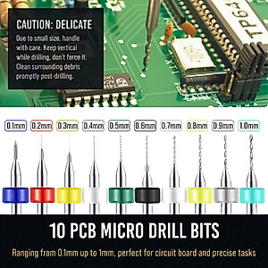 Micro Drill Bits Set with Pin Vise | Small Hand Drill Bit Set - Pin Vise Hand Drill Manual, PCB Mini Drill Bits for Resin Beads Polymer Clay | DYI Jewelry Making Drill, Craft Drill Bits Set