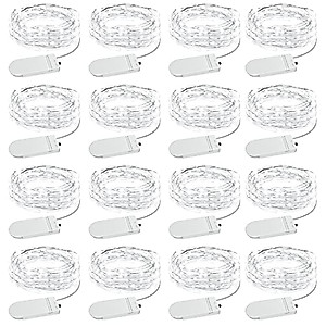 Olafus 16 Pack Warm White and Cool White Fairy Lights Battery Operated, Mini Starry String Light Waterproof IP68, 7ft 20 LED Firefly Starry Light Copper Wire for Christmas Decorations Wedding Party