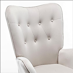 Container Furniture Direct Chic Accent Arm Chairs for Living Room, Bedroom, or Home Office, Button-Tufted Midcentury Armchair with Wingback Design and Splayed Legs, Ivory