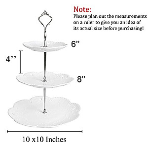 Cupcake Stand- Jusalpha 3-Tier White Porcelain Cake Stand Dessert Stand-Cupcake Stand-Tea Party Serving Platter, Comes in a Gift Box- Free Sugar Tong