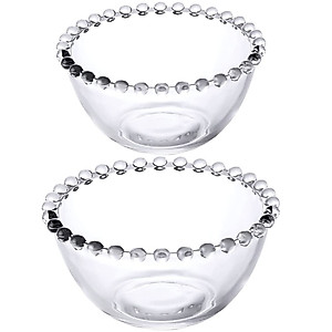 Hemoton 2pcs Glass Salad Bowls Fruit Bowl with Beaded Edges Clear Large Serving Bowl Mixing Bowl Dessert Bowls Cubilose Bowls Snack Yogurt Sauce Prep Plates for Home Kitchen