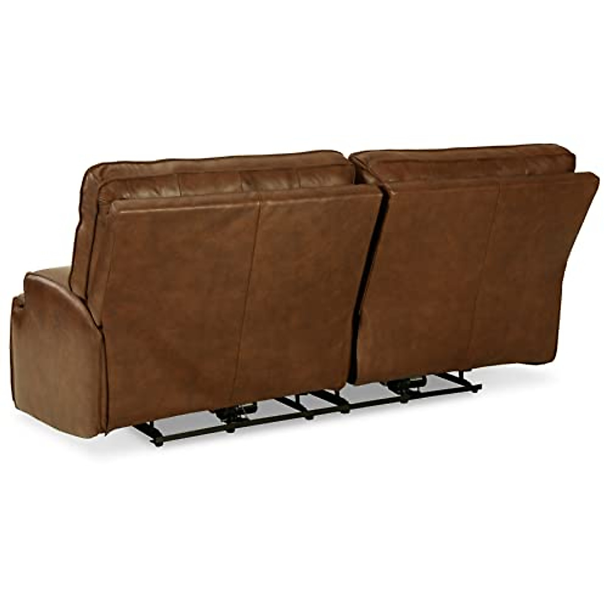 Signature Design by Ashley Francesca Modern Tufted Leather 2 Seat Power Reclining Sofa with Adjustable Headrest, Dark Brown