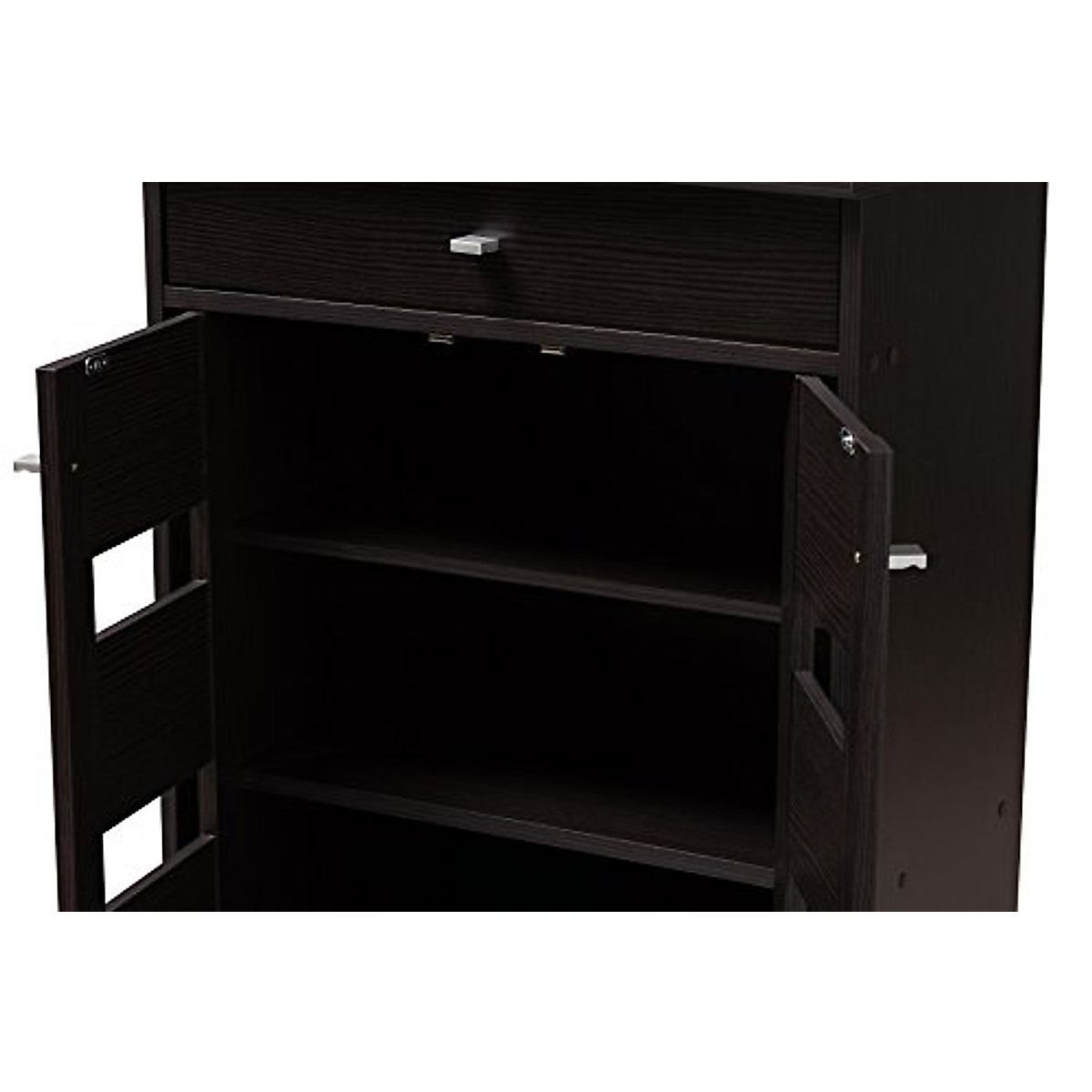 Baxton Studio Oullins Shoe Cabinet, Wenge Dark Brown