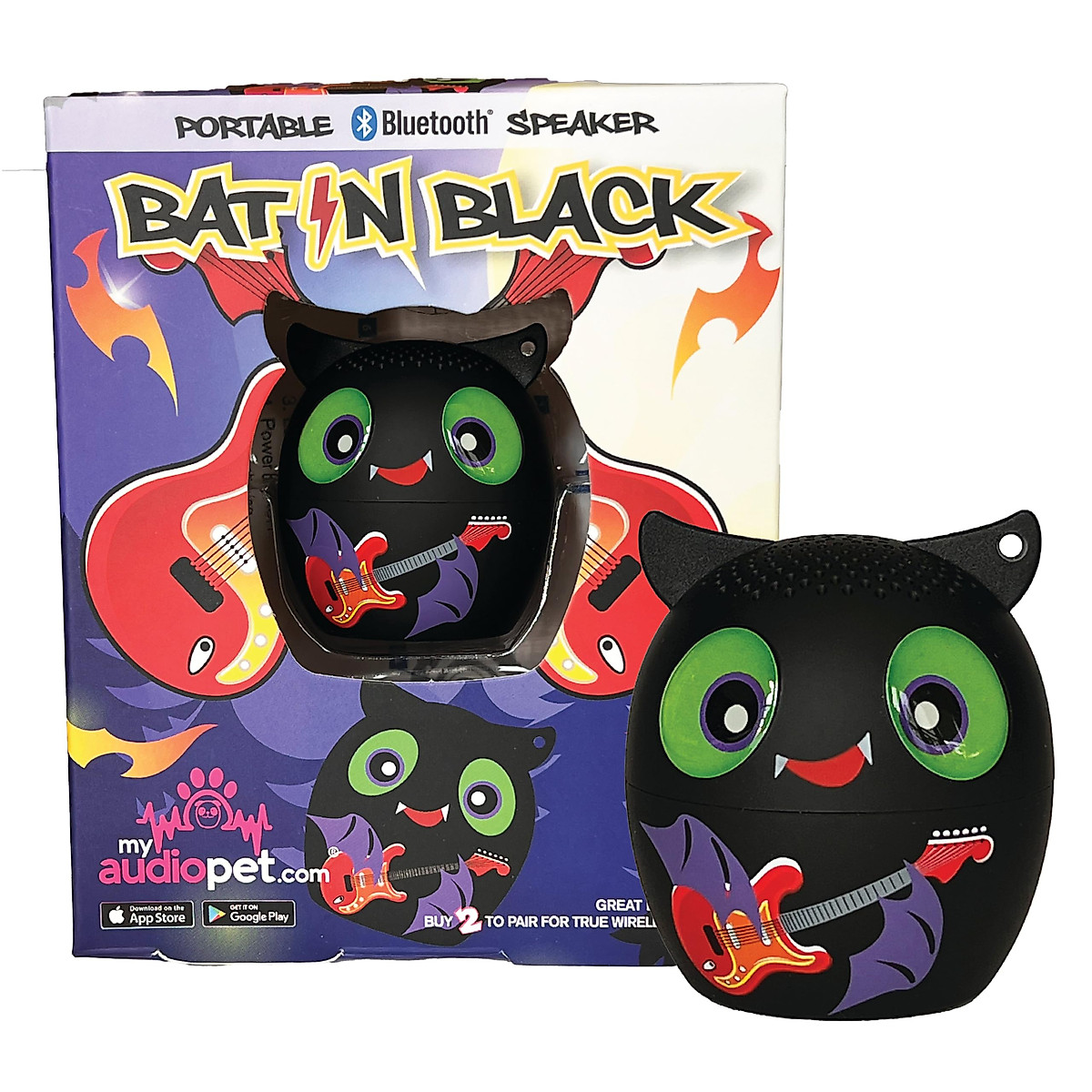 My Audio Pet Bat Mini Bluetooth Animal Wireless Speaker for Kids of All Ages - True Wireless Stereo – Your Portable Symphony for On-The-Go Sonic Bliss! Powerful Rich Room-Filling Sound (Bat in Black)