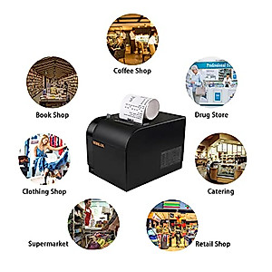 Rongta Thermal Receipt Printer, 80mm Receipt Printers, Thermal Pos Printer with Auto Cutter Support Cash Drawer,USB Serial Ethernet Support ESC/POS, Compatible with Windows/Mac/Linux (RP820)