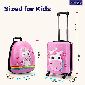 emissary Kids Luggage With Wheels For Girls, Unicorn Kids Luggage Set, Childrens Luggage For Girls With Wheels, Kids Suitcases With Wheels For Girl, Toddler Suitcase For Girls, Travel Luggage For Kids