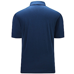 V VALANCH Mens Golf Polo Short Sleeves Performance Tennis Shirts Polyester Polo Shirts Business Polo(DeepIndigo,M=XL)