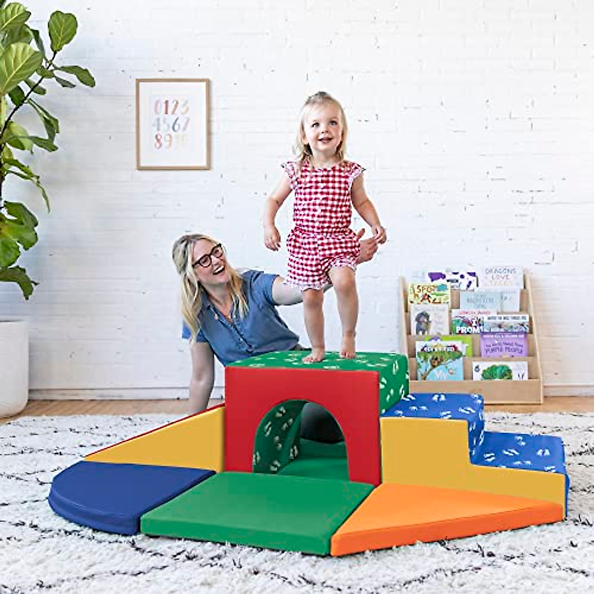 ECR4Kids SoftZone Lincoln Tunnel Climber, Toddler Playset, Assorted, 9-Piece